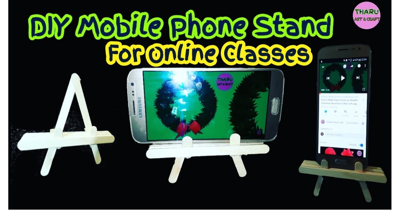 Craft 6 : How to Make Mobile Phone Stand / Holder with Ice-cream Sticks ...