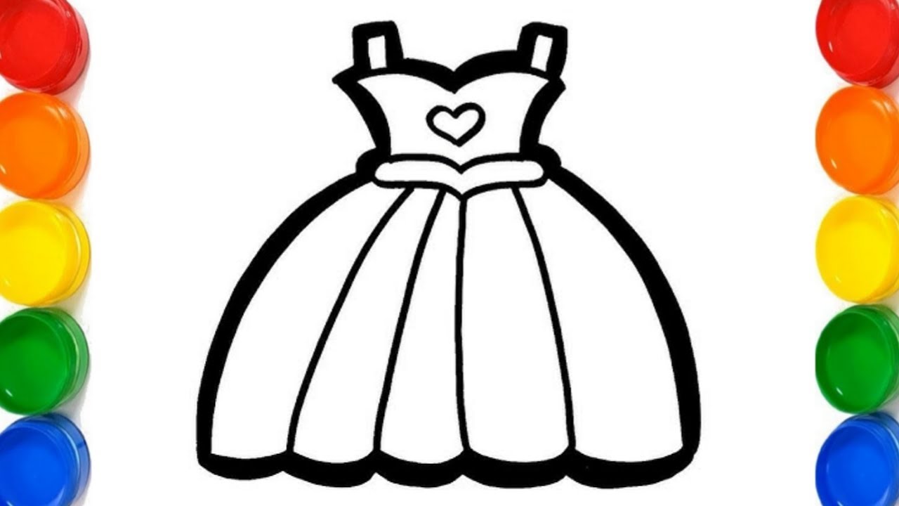 How to draw Girls dress 👗 & Birthday Cake 🎂 for kids* Cute dress ...