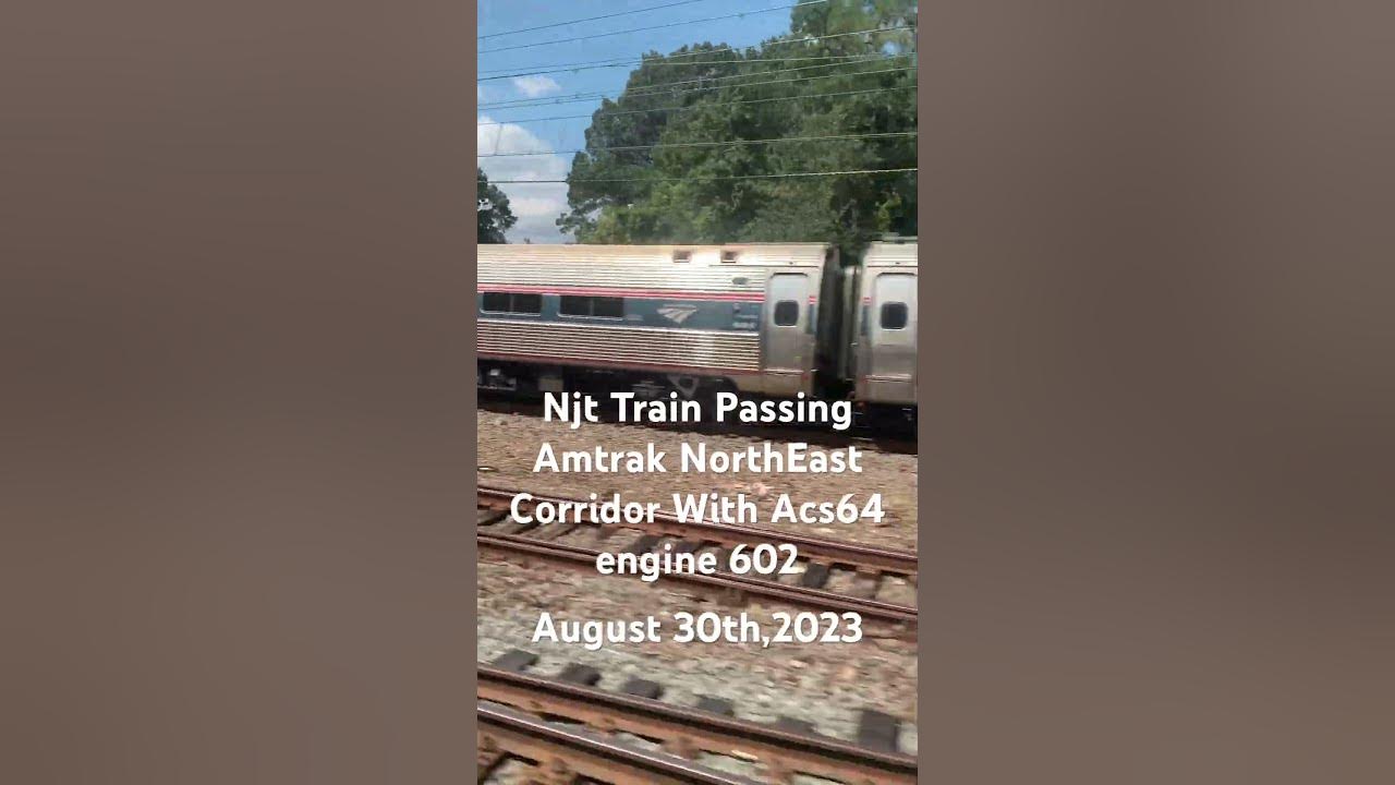 NJT Train passing Amtrak Northeast Corridor Train - YouTube