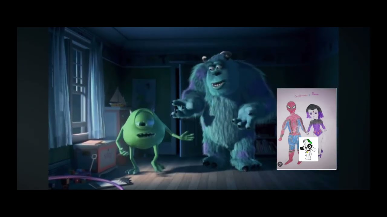Spider-Man,Raven And Doki Watching Monsters Inc. - YouTube