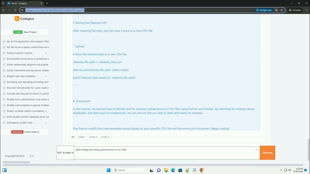 ep6 finding and fixing upload errors in csv files - YouTube