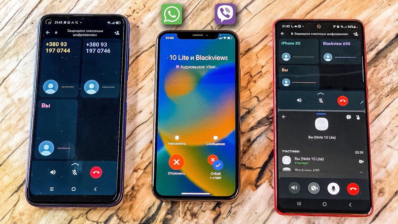 Outgoing Call at the Same Time Viber & WhatsApp Samung Note 10 vs Phone ...