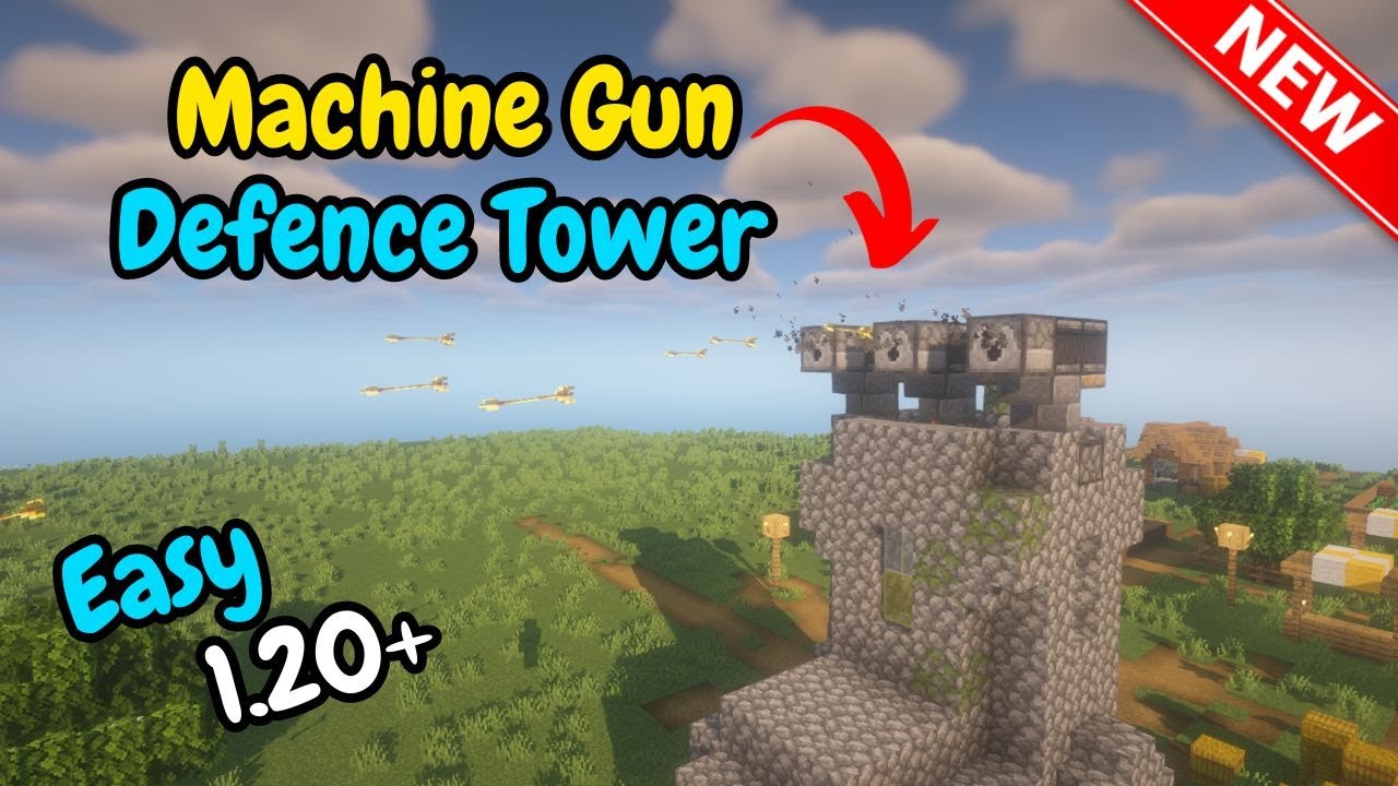 How to build machine gun defence tower minecraft (2024) - YouTube