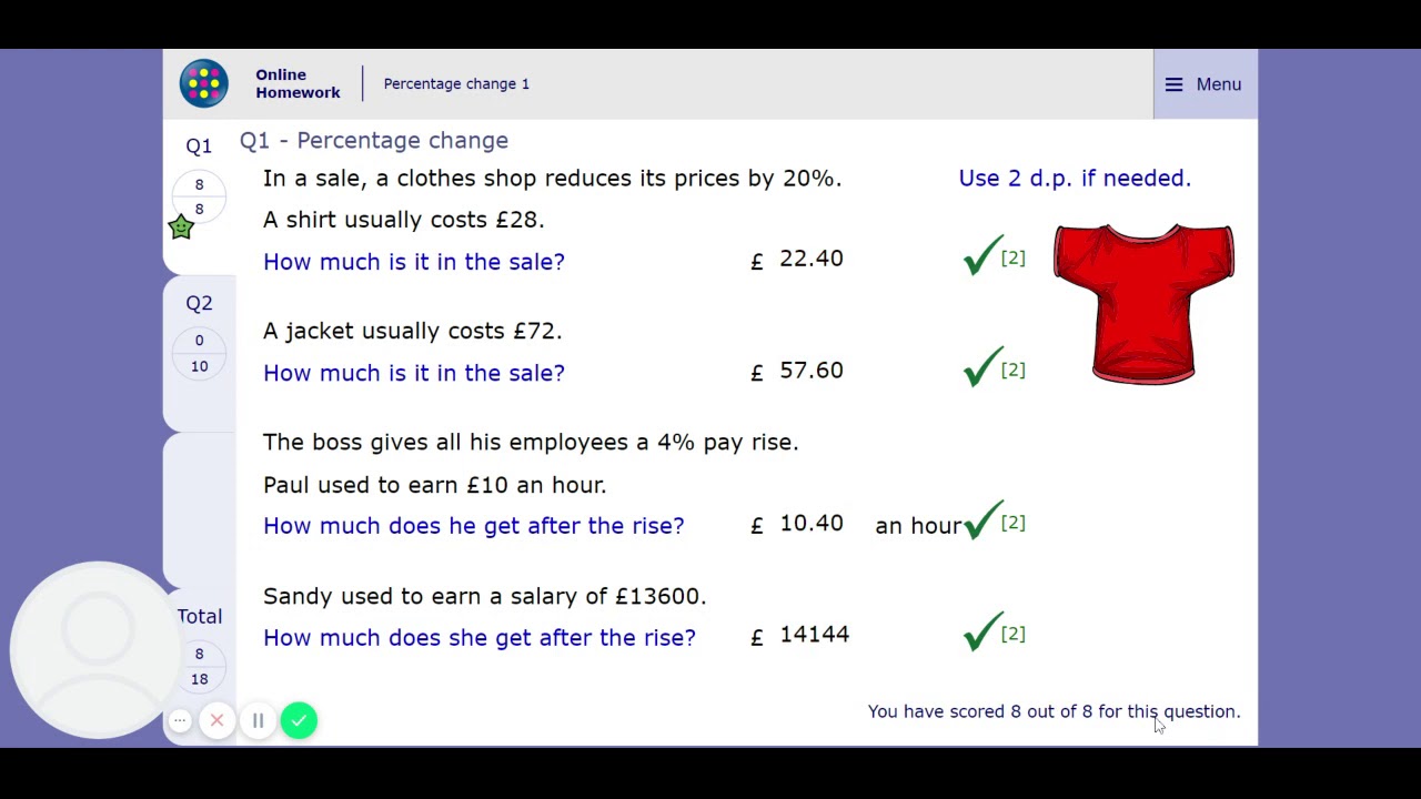MyMaths Tutorial Percentage change 1 - YouTube
