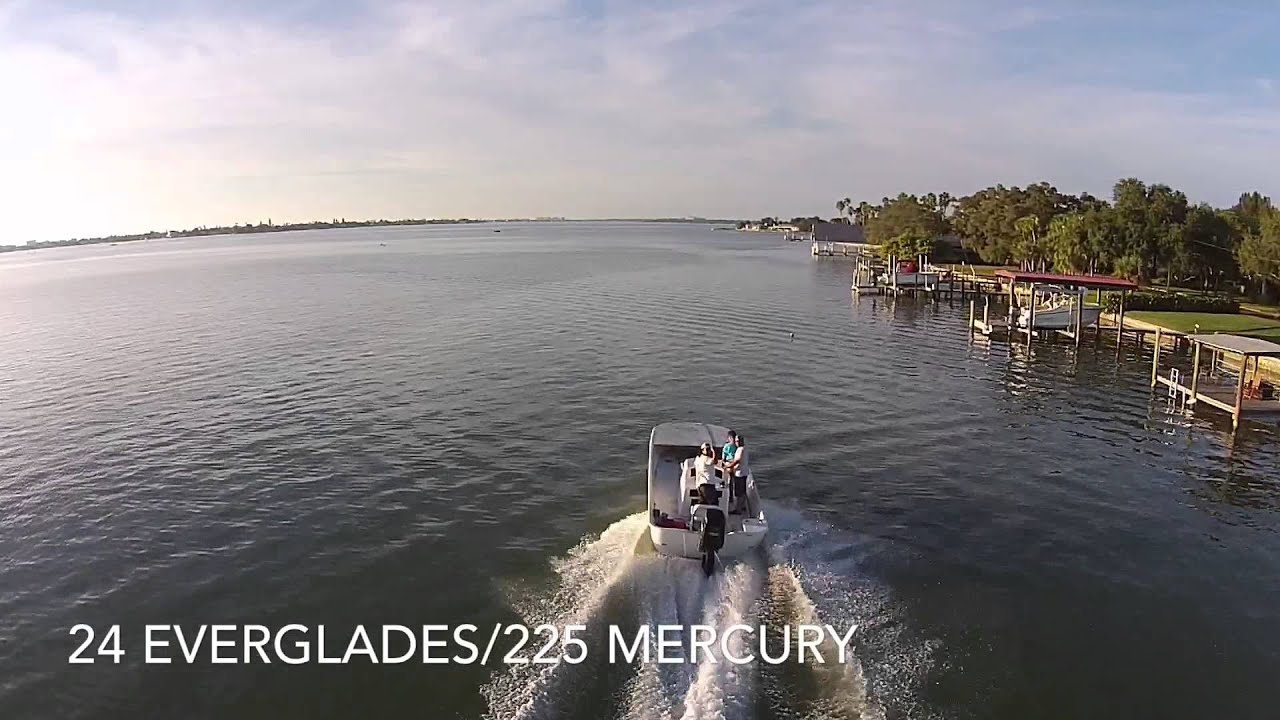 Drone Video of 24 Everglades w/ 225 Mercury Boca Ciega Bay - YouTube