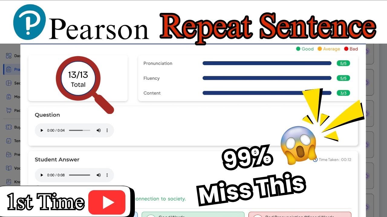 PTE Repeat Sentence | Exact Pearson Scoring System 🤫 | 13 Marks ...