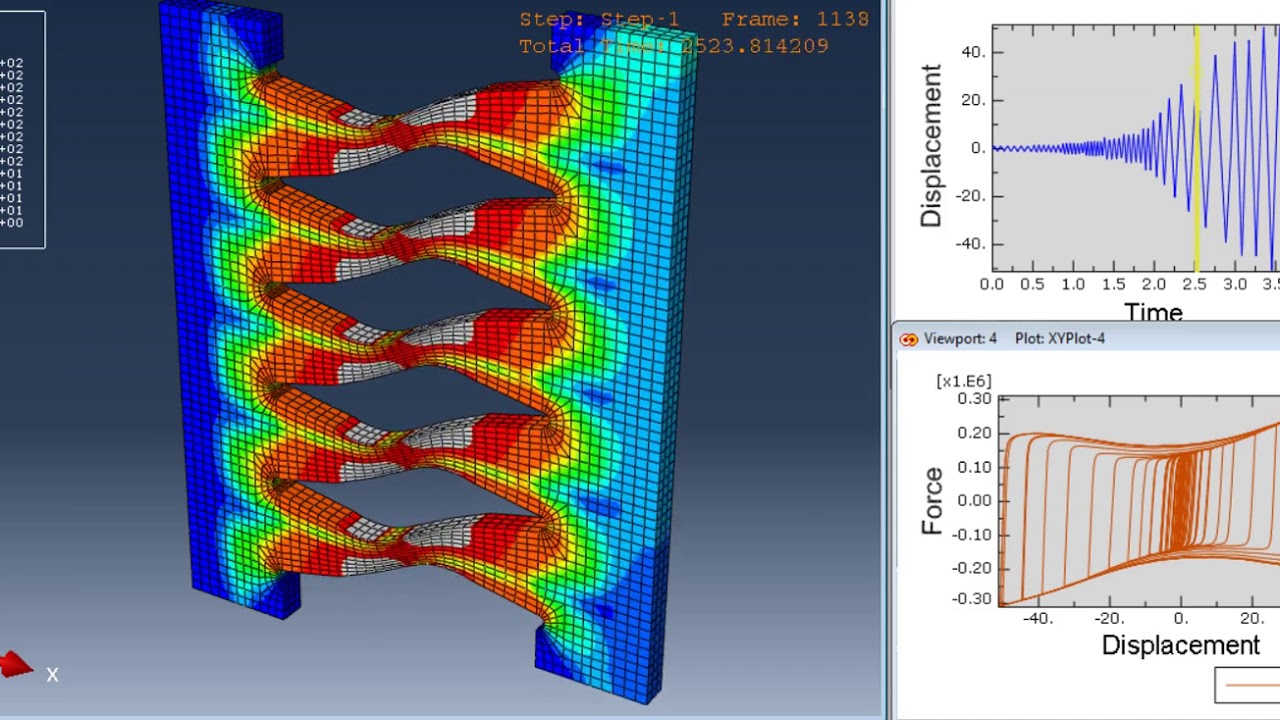 Abaqus Damper slit cyclic loading by:Ferit Gashi - YouTube