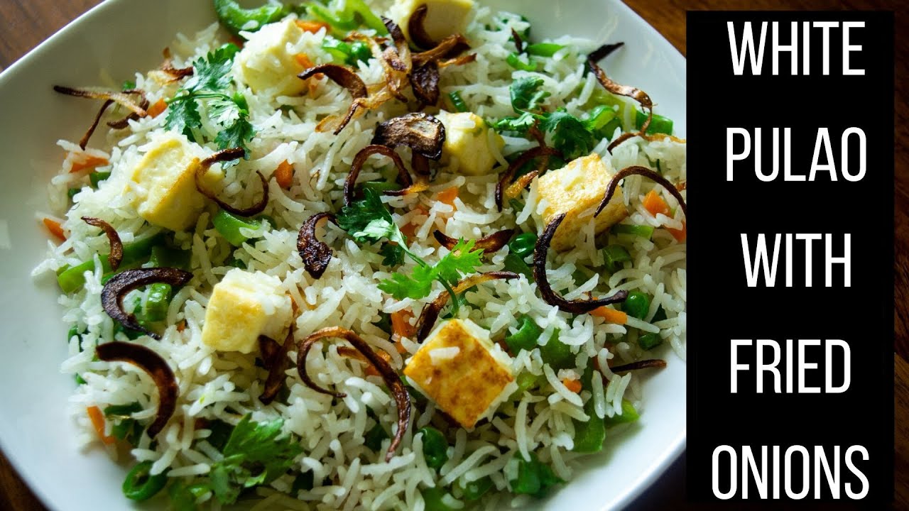 Quick white pulao using cooked or leftover rice | White pulao with ...