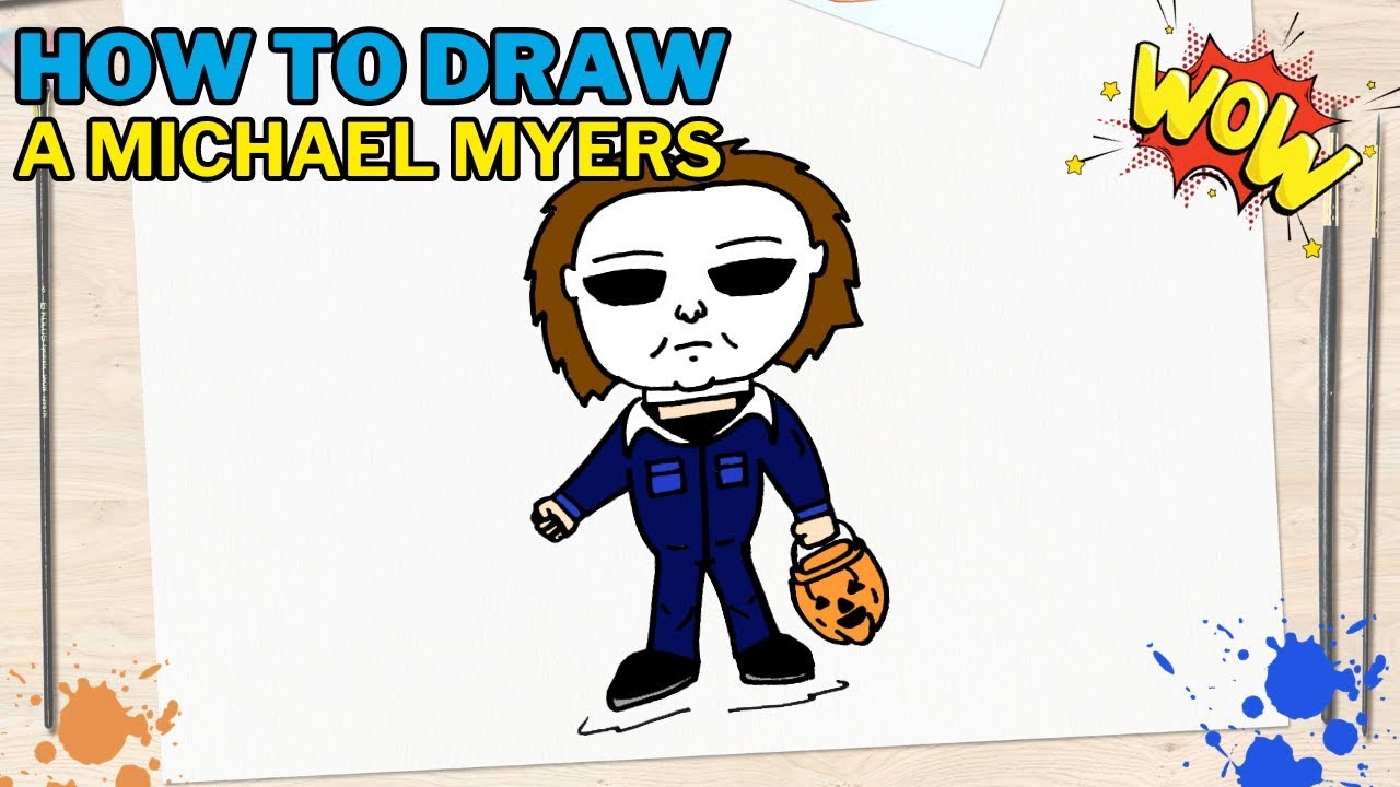 How to Draw Michael Myers Cartoon Easy for Kids | Halloween Drawing ...