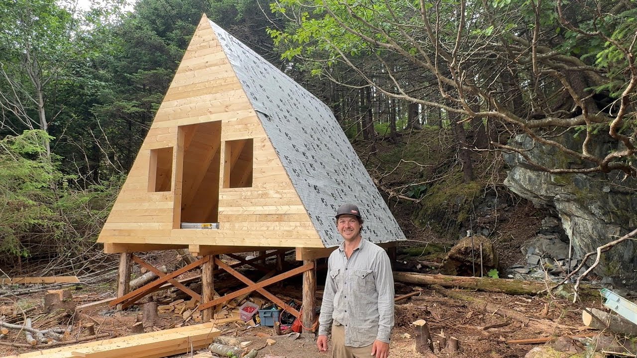A Frame Cabin Build - Installing the Roof! - Standing Seam Metal ...