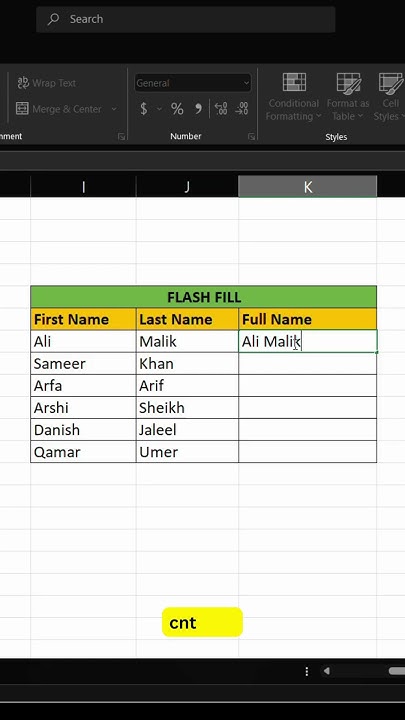 Flash Fill Function in Excel #exceltutorialforbeginners #excelformula # ...