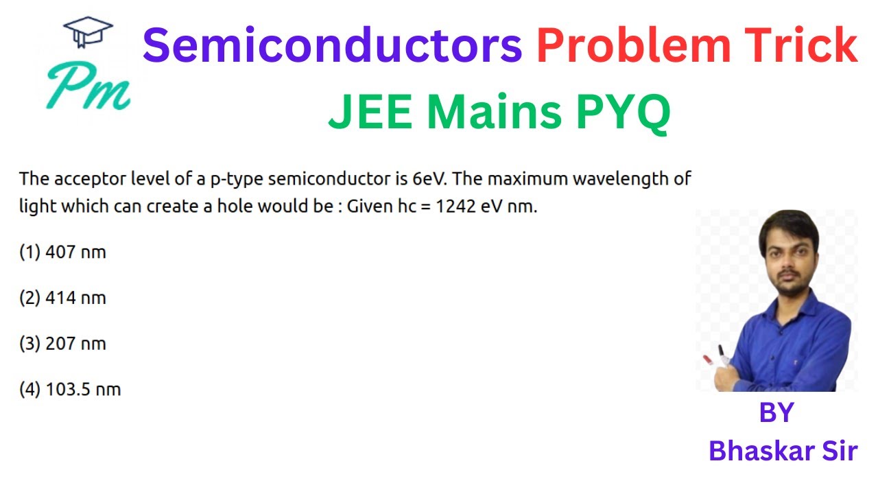 The acceptor level of a p-type semiconductor is 6eV. The maximum ...