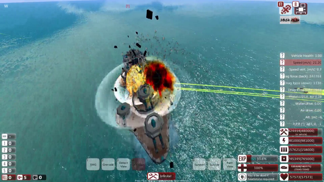 Testing some Five-Barrel Guns on a main turret. (From The Depths) - YouTube
