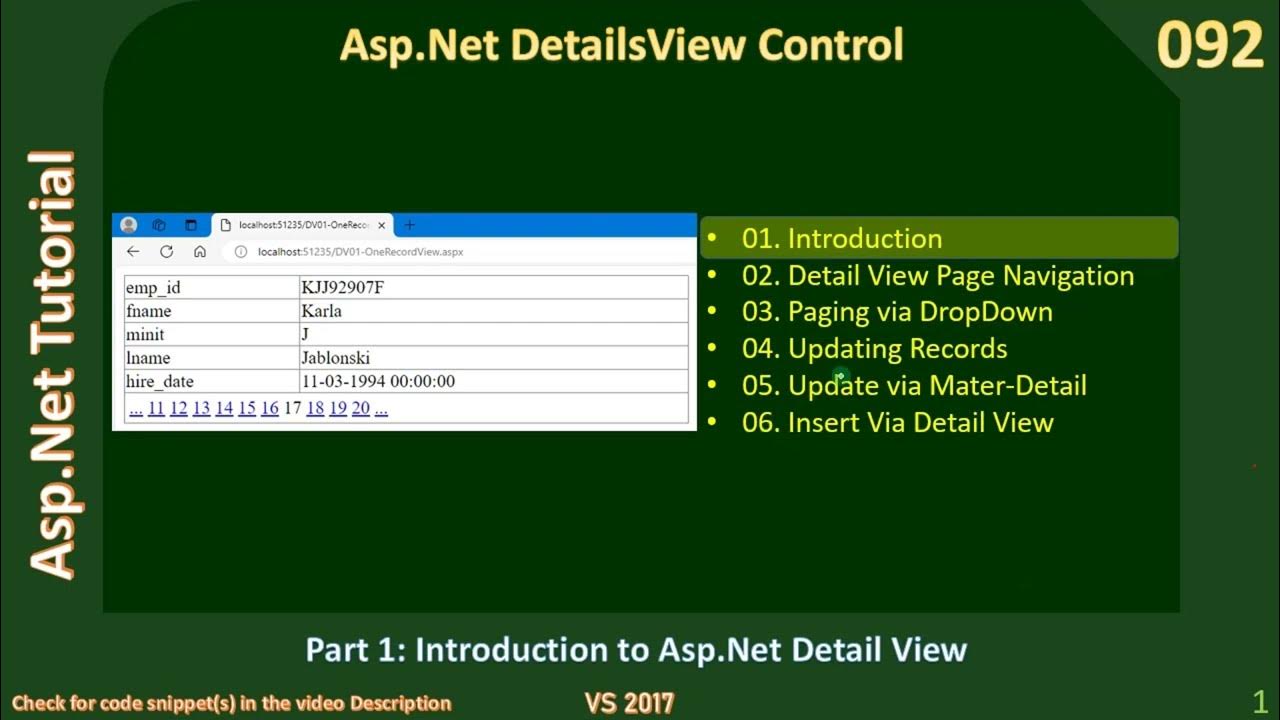 Asp Net DetailsView | Part 1 - Introduction | Asp Net Tutorial #92 - YouTube
