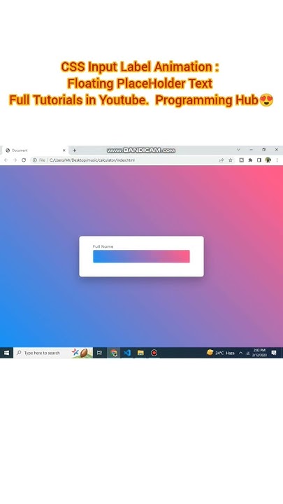 CSS Input Label Animation : Floating PlaceHolder Text Full 😍#reels #reel #shorts #short #css # ...