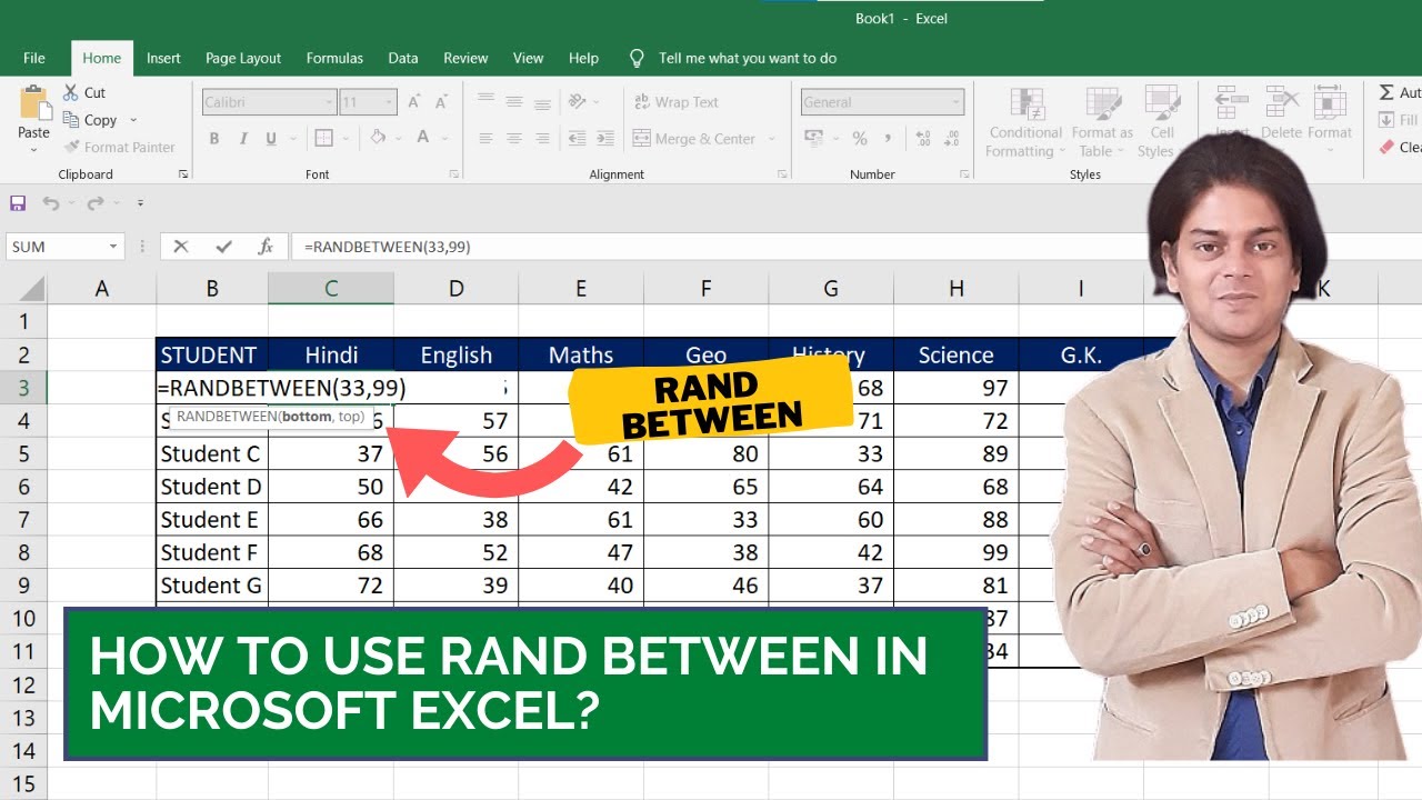 What is Rand between formula in Microsoft excel? - YouTube
