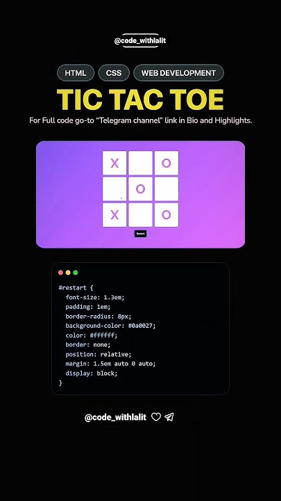 Tic Tac Toe Using Css And Html🧑‍💻 Coding Programming Css Js Html