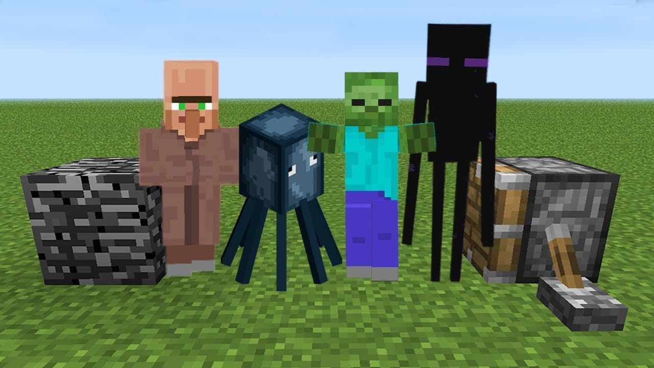 villager + squid + zombie + enderman in minecraft - YouTube