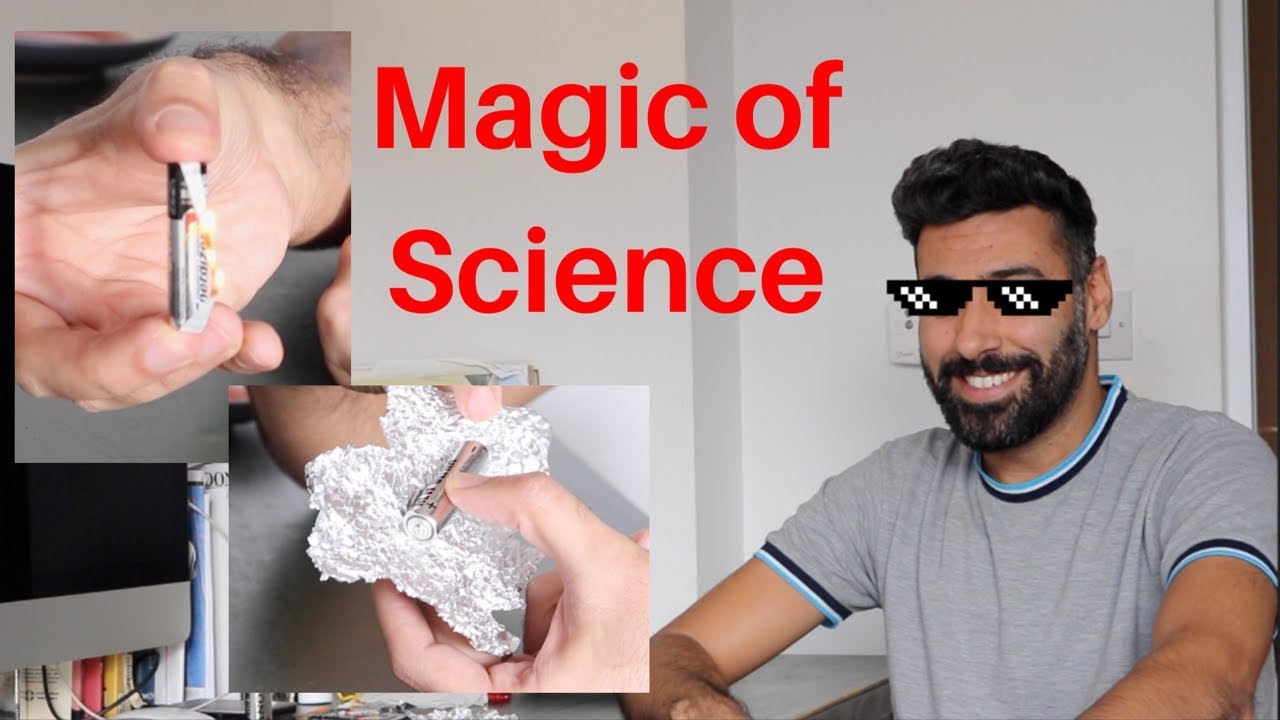 Fire with gum wrapper. Warm hands with a battery and a magic trick ...