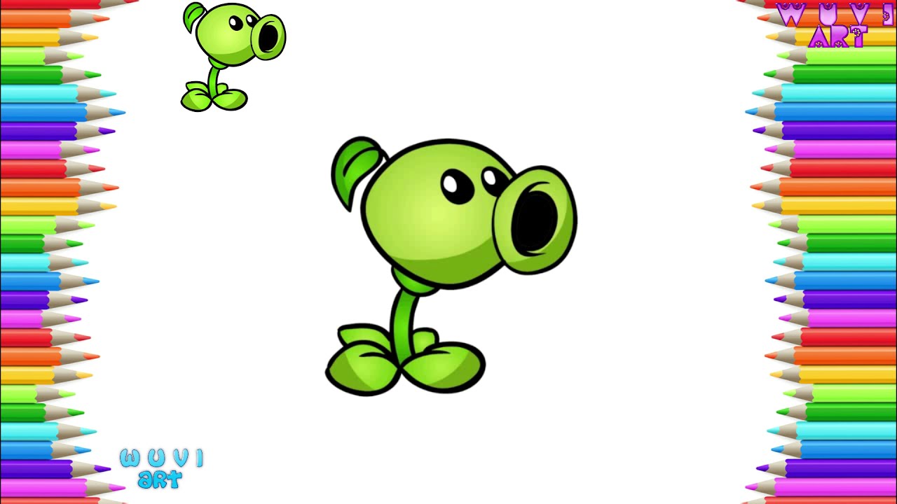 How to Draw Pea Shooter from Plants vs Zombies Cartoon Character ...
