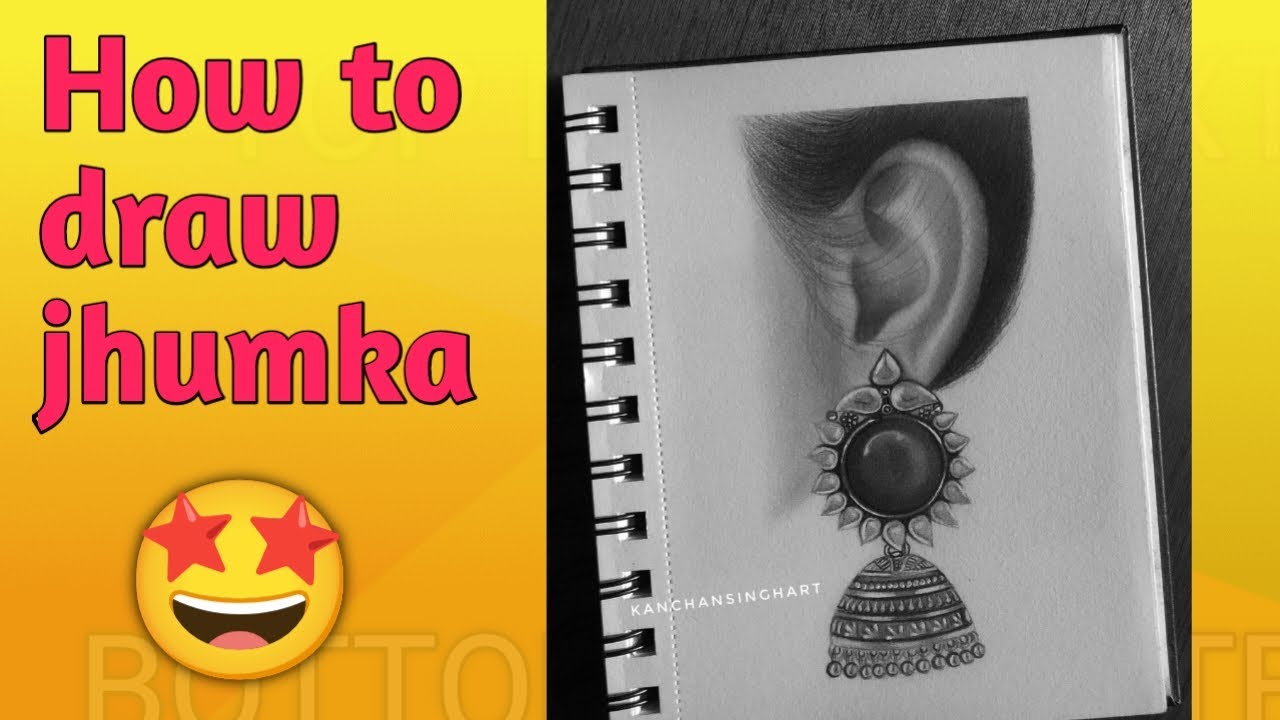 How to draw a jhumka Pencil Sketch - YouTube