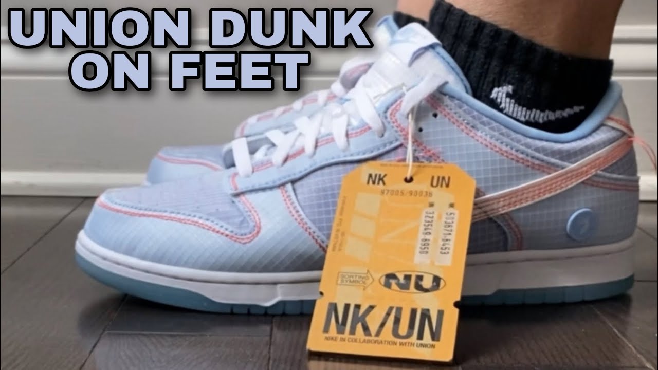 Union Nike Dunk Argon Blue Low shoe Review on Feet - YouTube