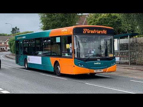 *Final Few!* Cardiff Bus Transbus Enviro 300 714 CN04 NRU Route 27 ...