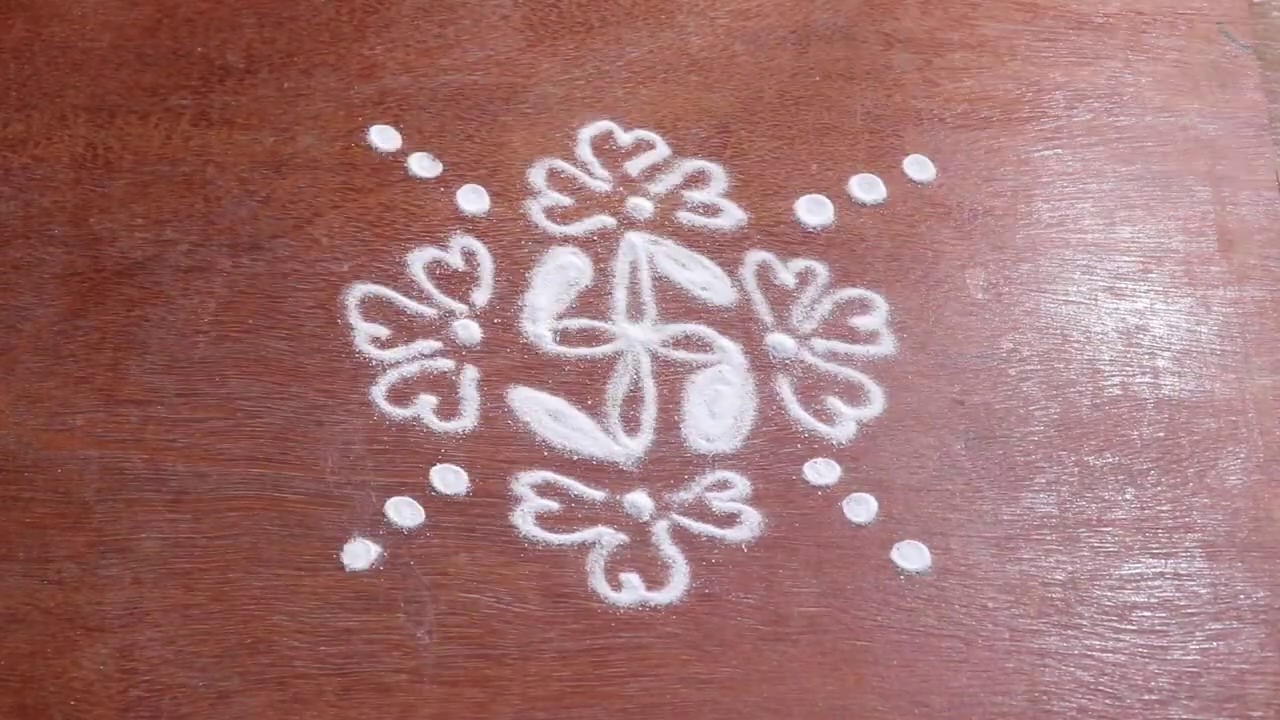 Easy and Simple Swastik Flower Rangoli Design With Dots | Small Rangoli ...