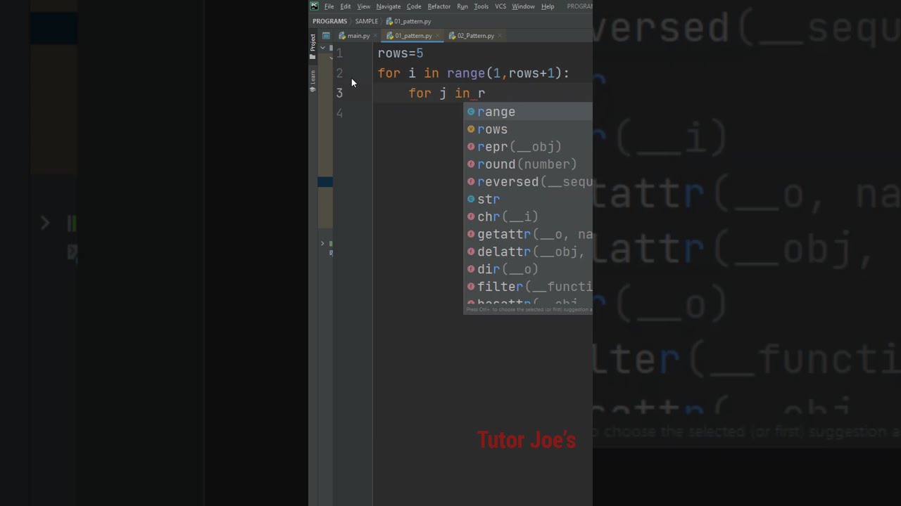 Left Triangle Pattern In Python Pattern Program Tutor Joes YouTube Left Triangle Pattern In Python Pattern Program Tutor Joes YouTube