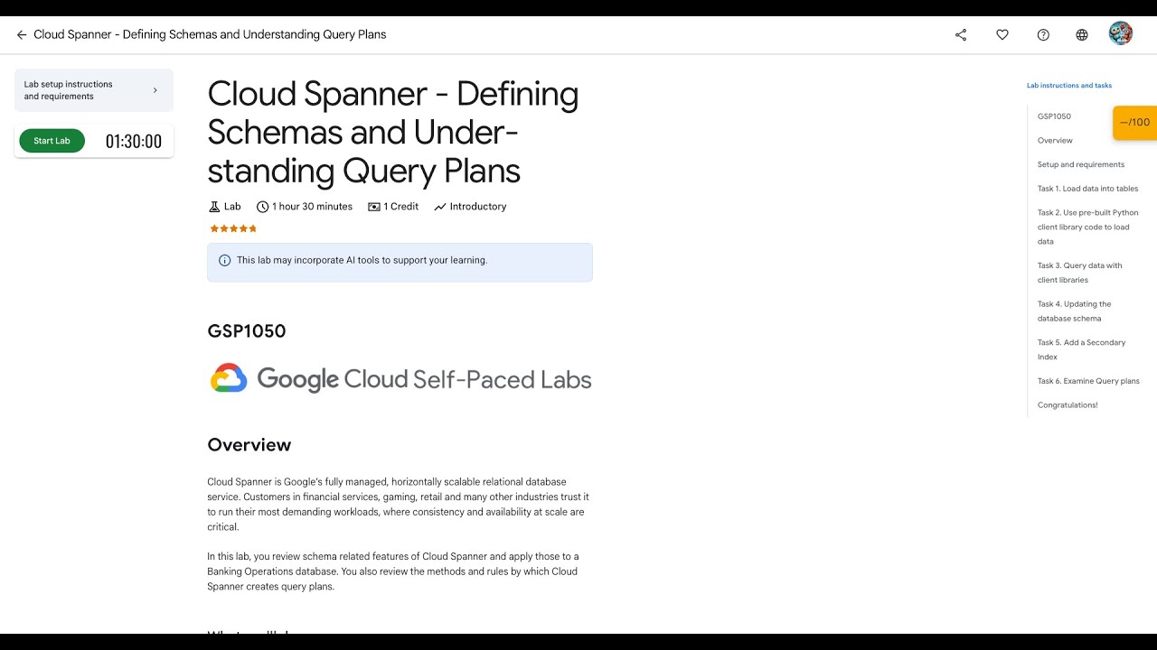 Qwiklabs | Cloud Spanner - Defining Schemas and Understanding Query ...