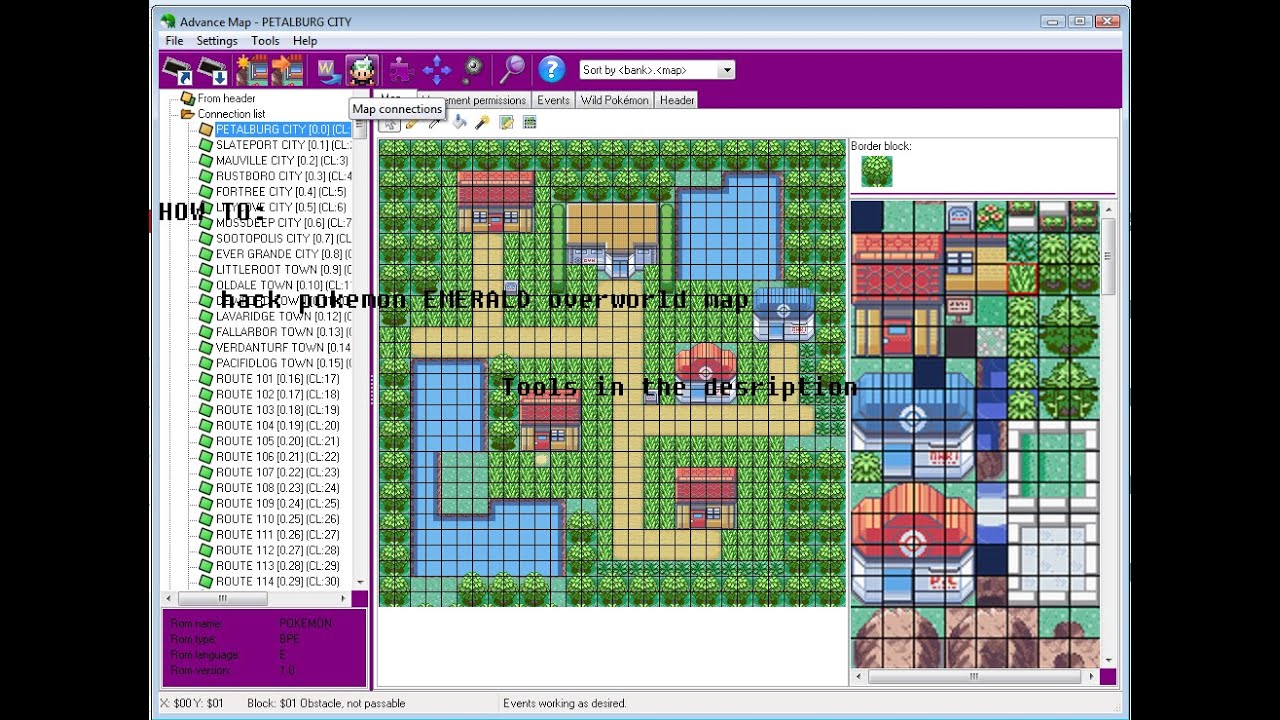 How to: edit the overworld map in pokemon emerald/ruby/sapphire - YouTube