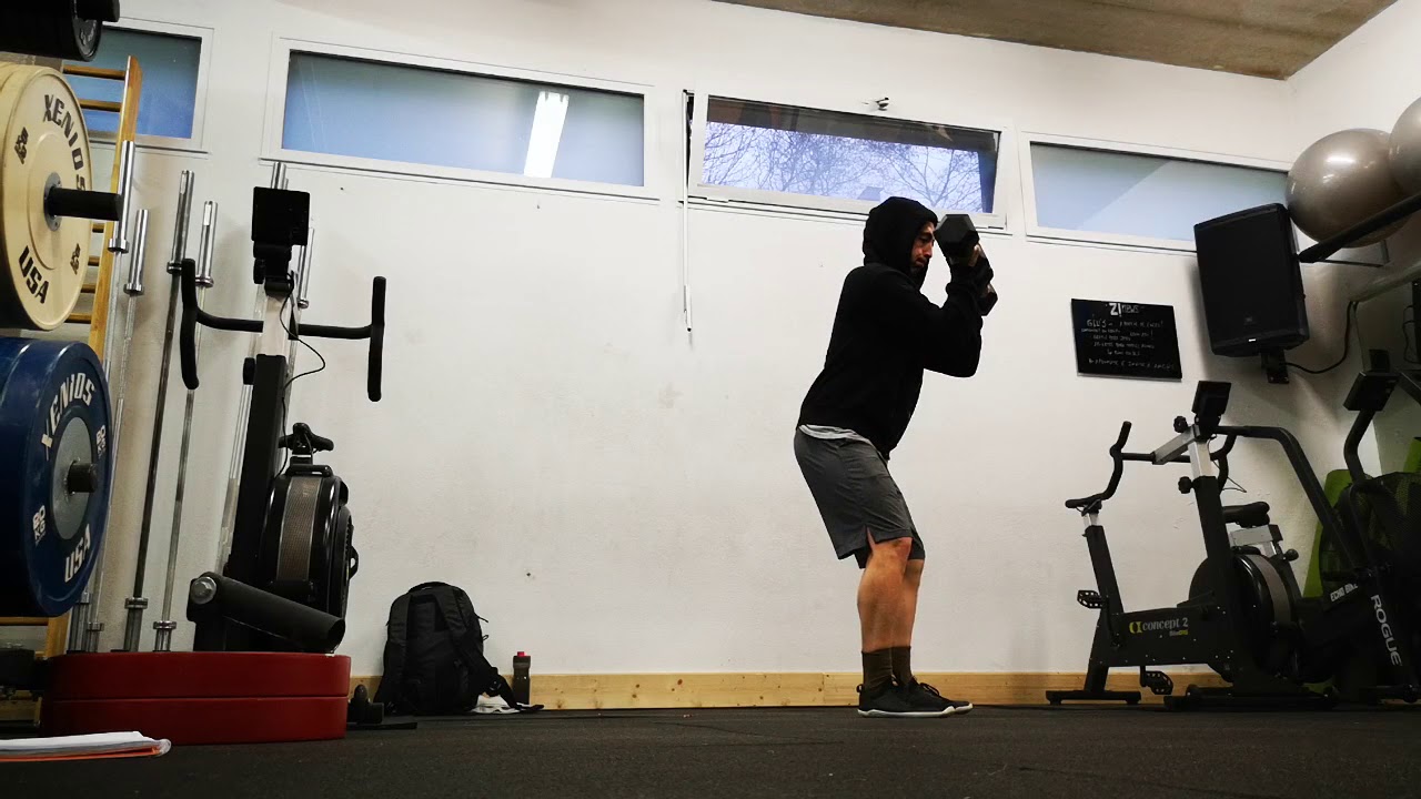 Dual Db Front Rack Tempo Squat - YouTube