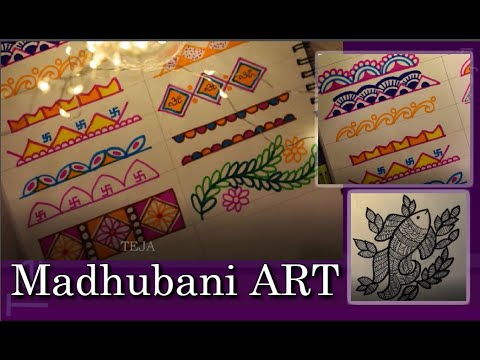 Madhubani Painting Border Pattern & Shape for beginners - YouTube