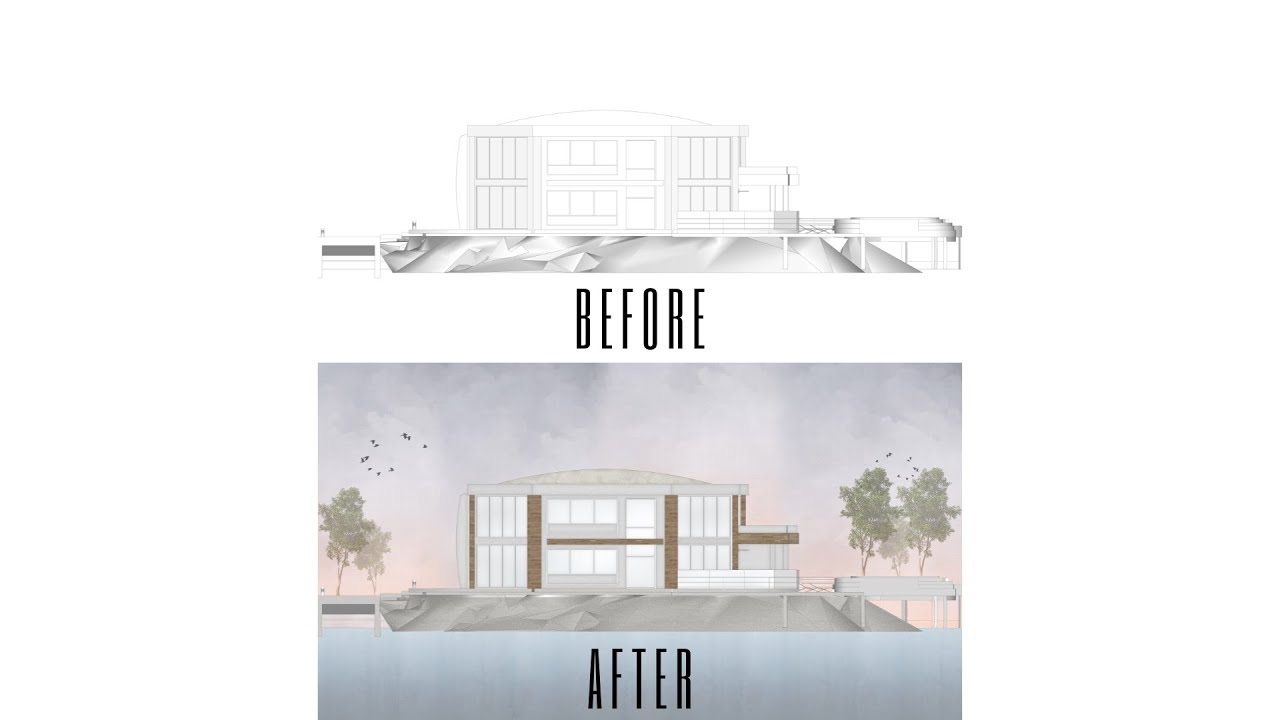 Rendering a Modern Beach House in Photoshop | Architecture | 26d51 ...