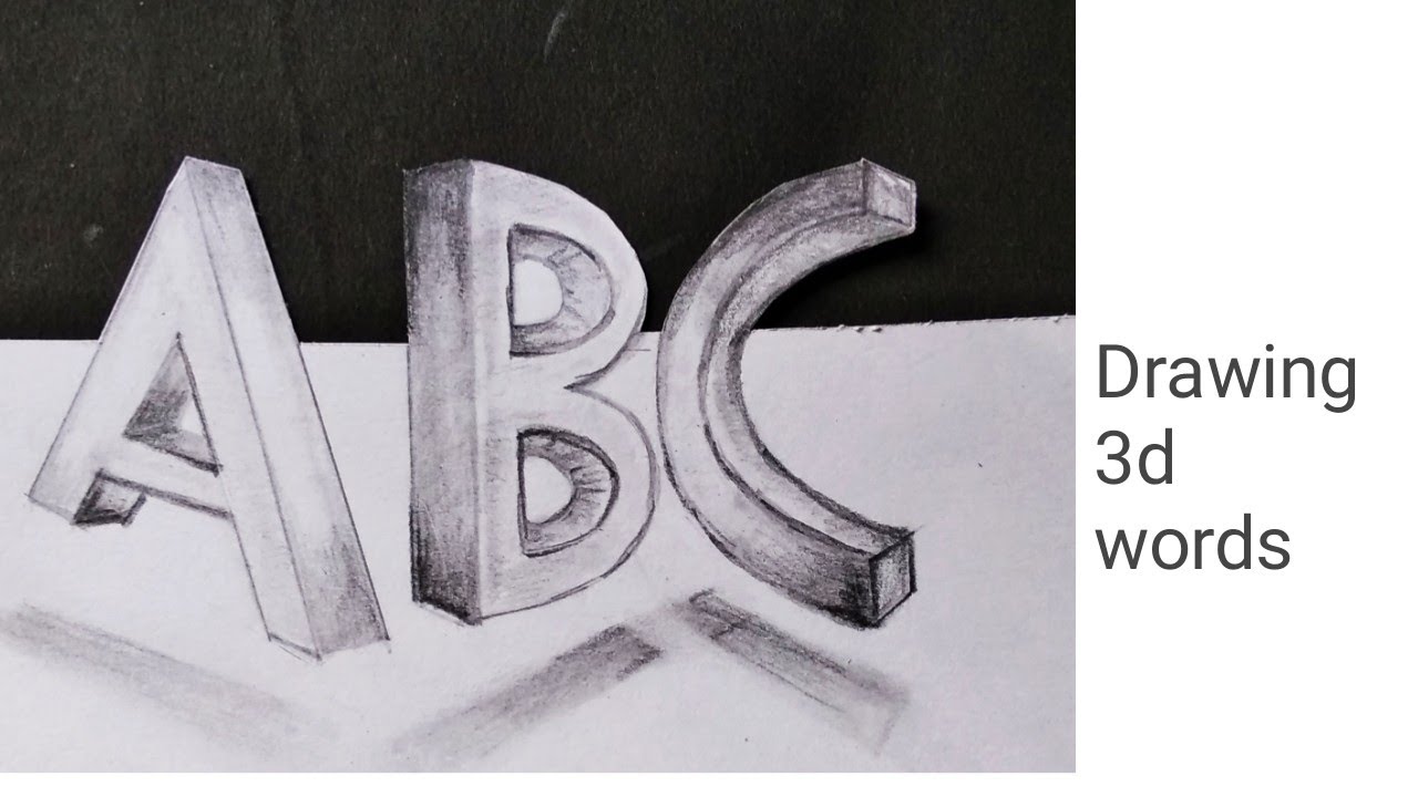 How to draw 3d words (ABC) with pencil || timelapse video|| - YouTube
