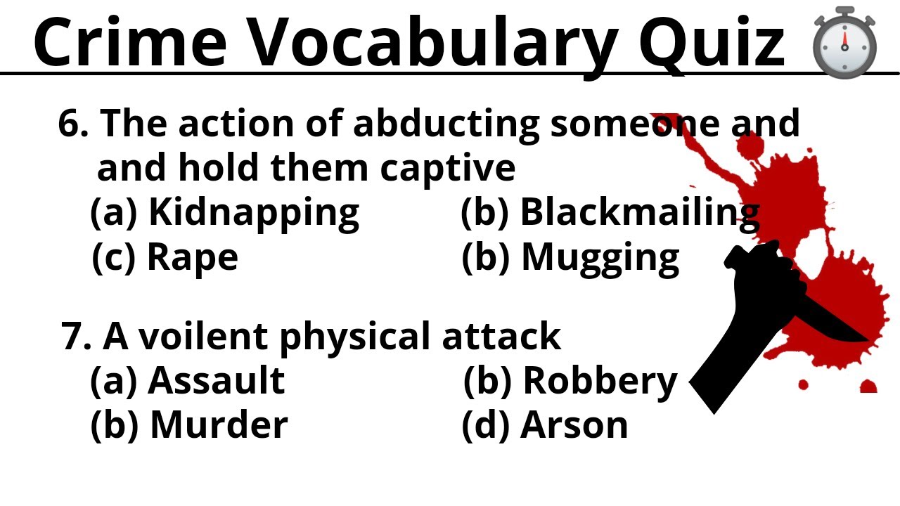 Crime vocabulary quiz 🗡️🔫🕵️ | English vocabulary test | Engquizz - YouTube
