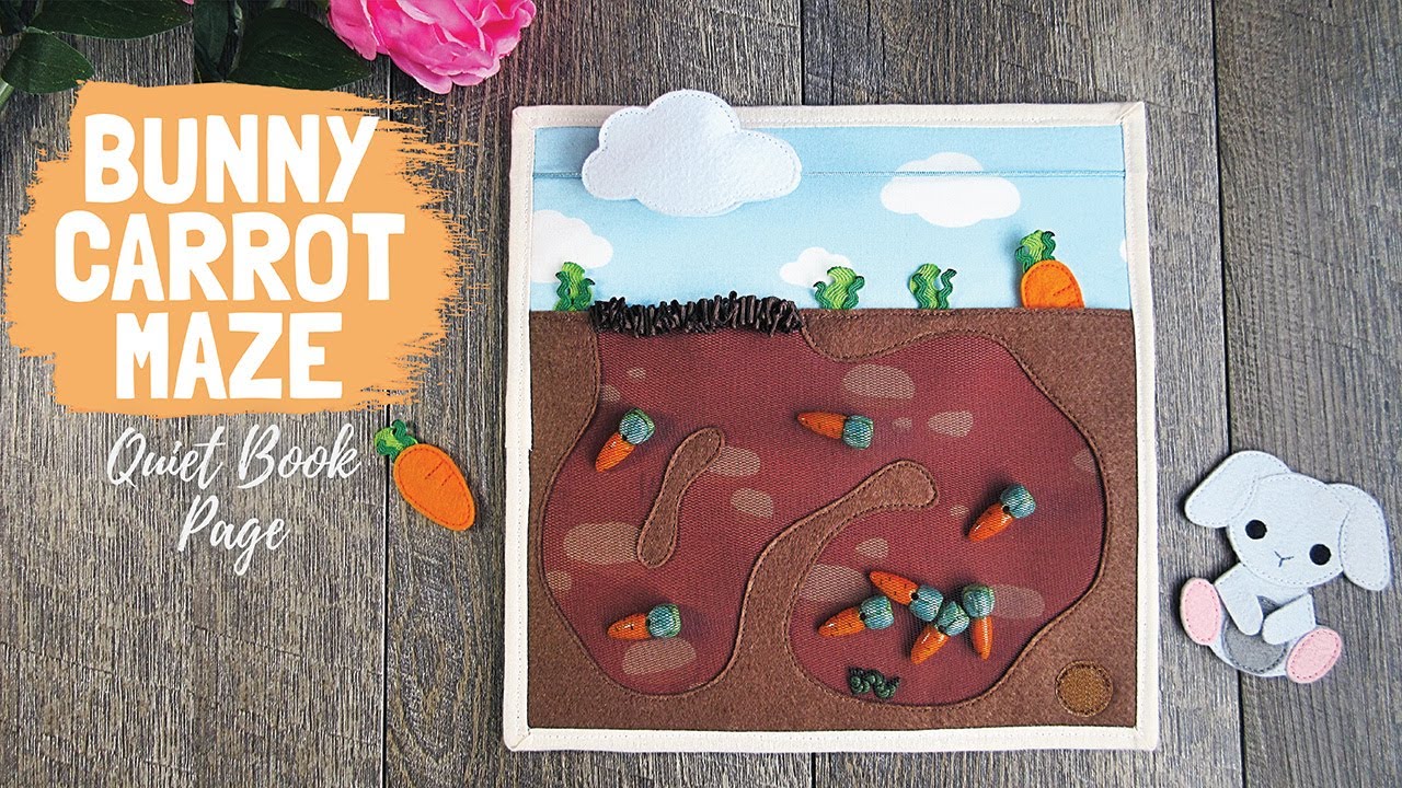 Bunny Carrot Maze Quiet Book Page - YouTube