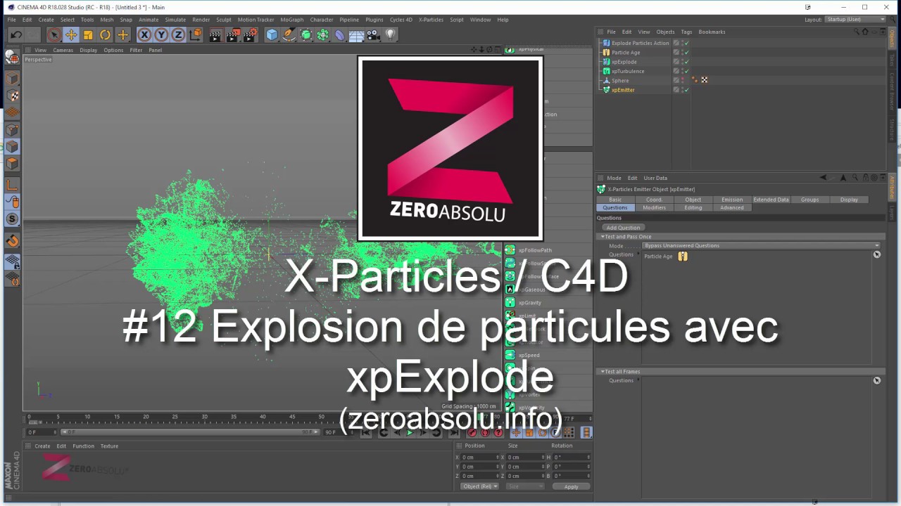 Tuto X-Particles - Cinema 4D - #12 Explosion de particules avec ...