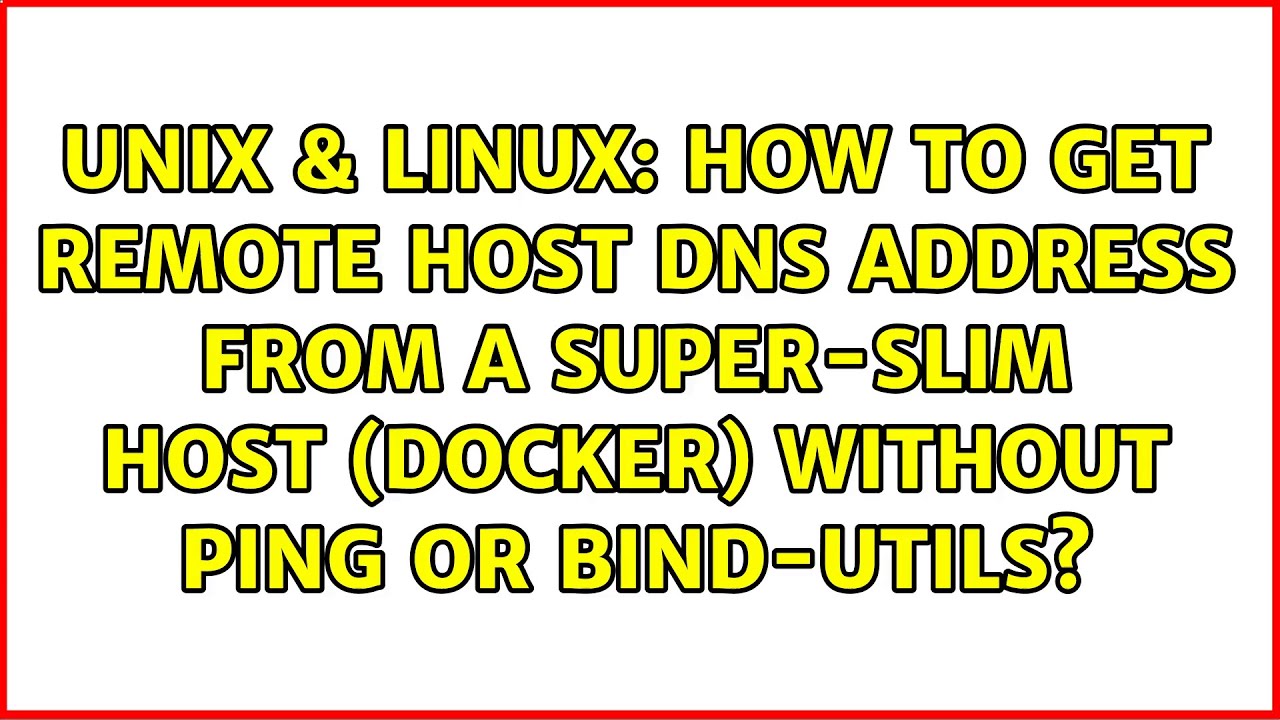 How To Get Remote Host DNS Address From A Super slim Host docker Without Ping Or Bind utils How To Get Remote Host DNS Address From A Super slim Host docker Without Ping Or Bind utils