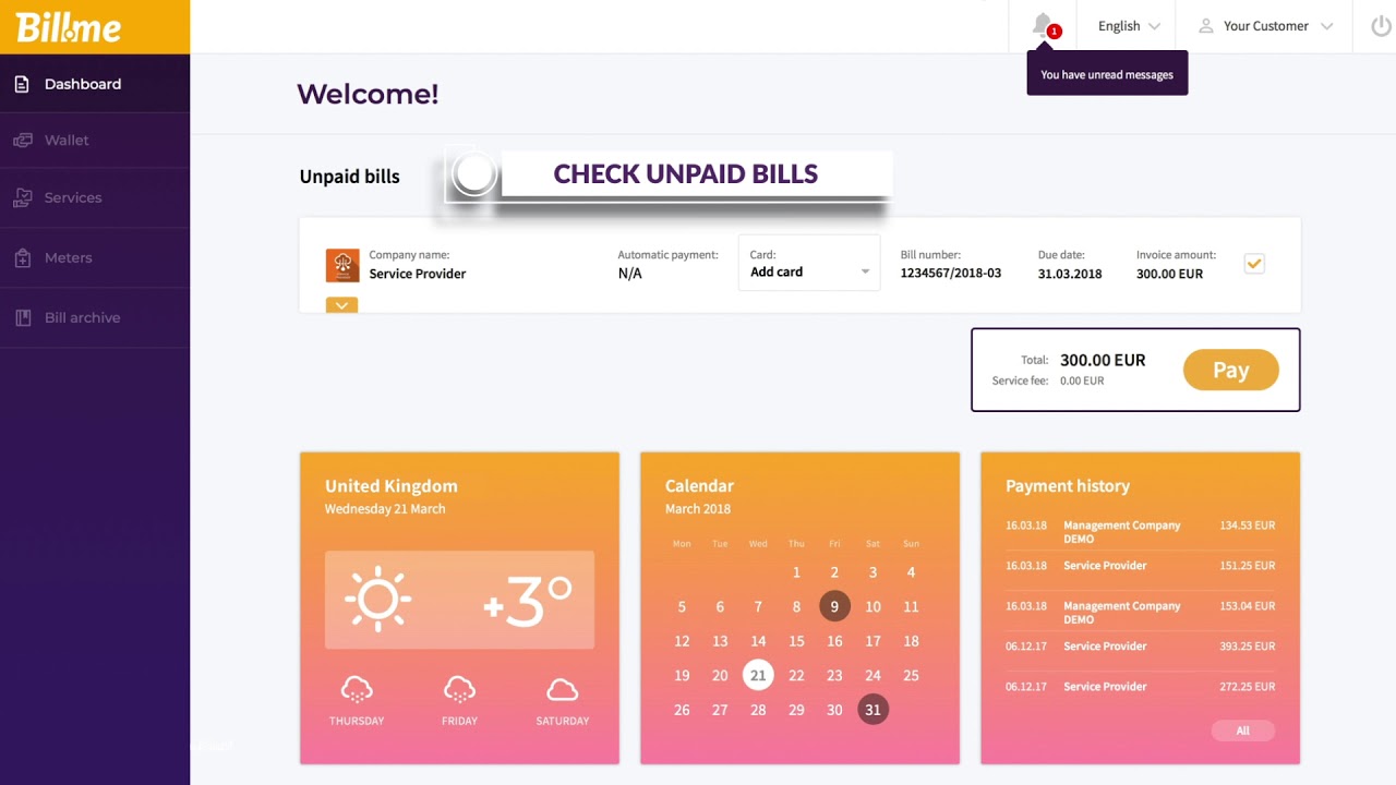 Payment process using Bill.me - YouTube