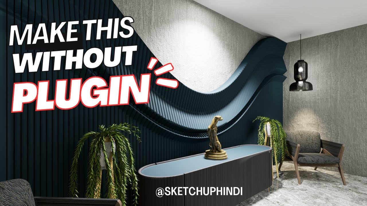 How to make modern curve Wall paneling in Sketchup 2024. - YouTube