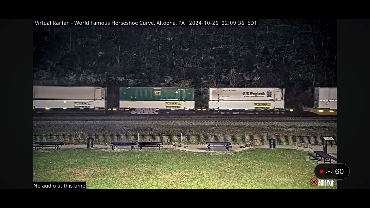 NS intermodal train with NS heritage unit at Horseshoe Curve Railcam ...