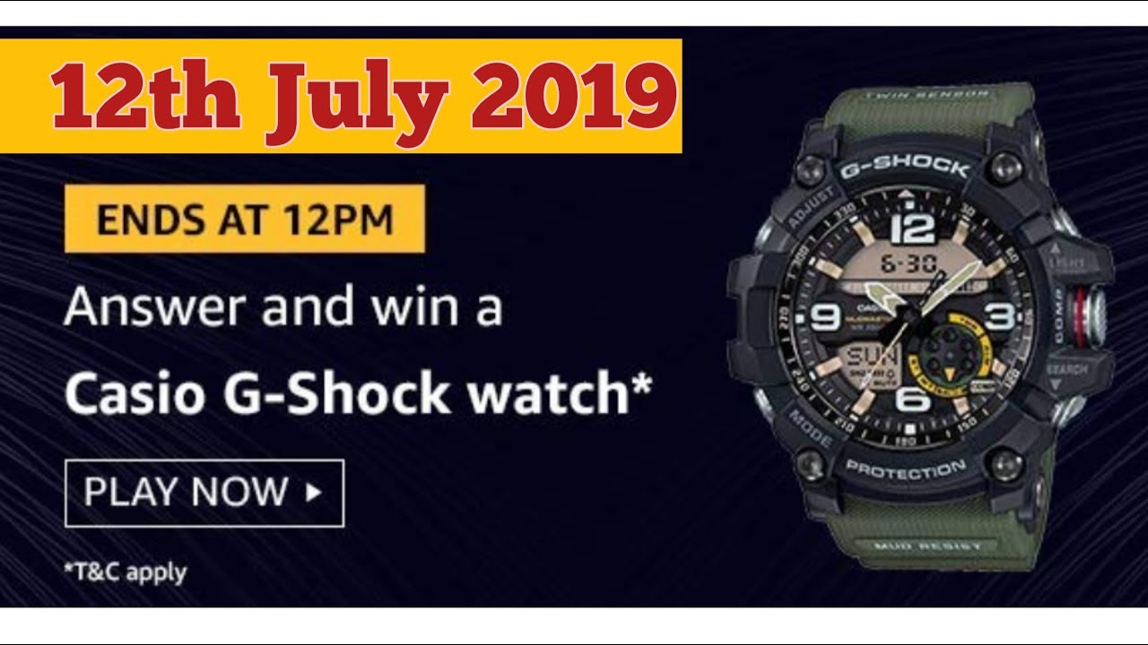 Amazon Quiz Answers Today 12 July | win Casio G-Shock watch | - YouTube