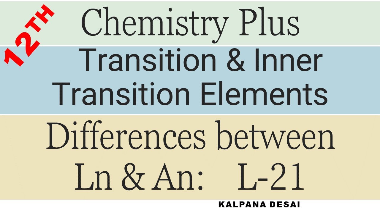 Transition & Inner transition elements: Differences between Ln & An : L ...