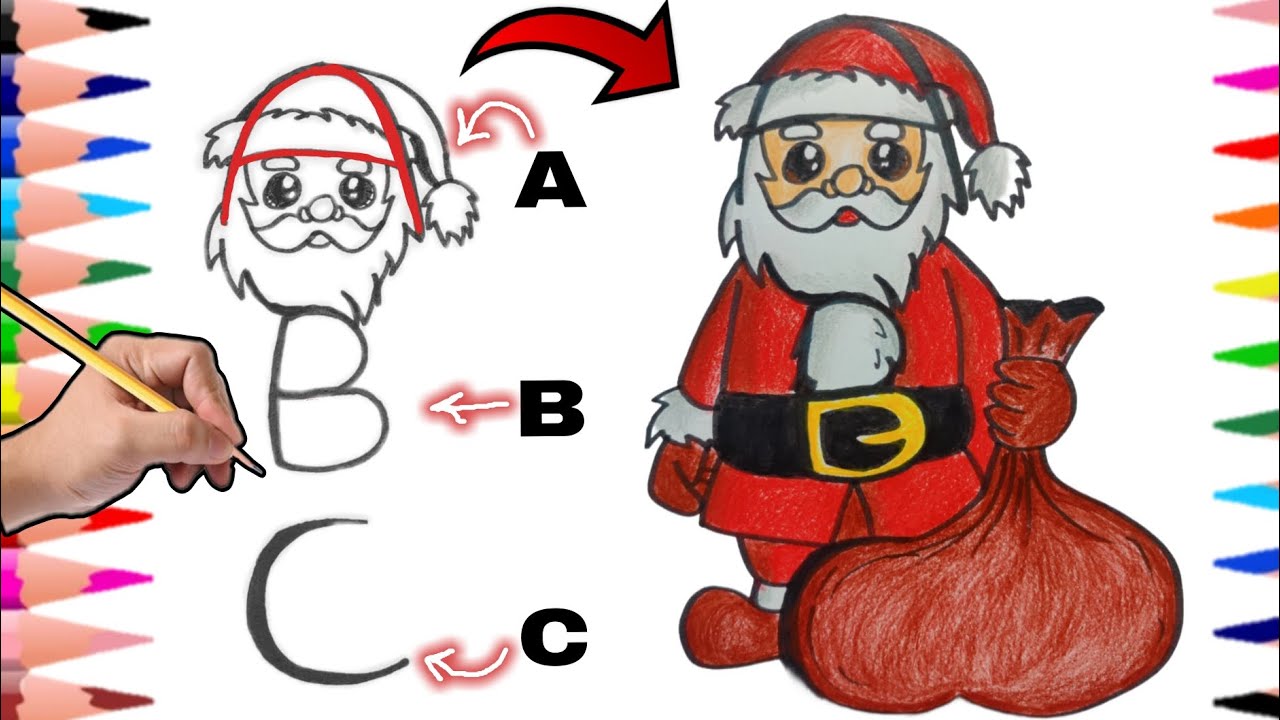 😊 how to draw Santa Claus easy | draw Santa from ABC 🔥 # ...
