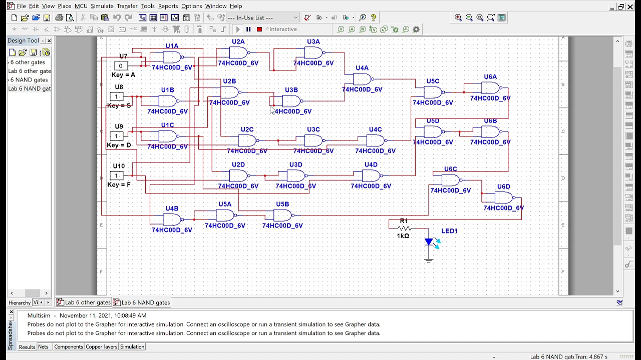 H6 Multisim Circuit with NAND Gates Demonstration - YouTube