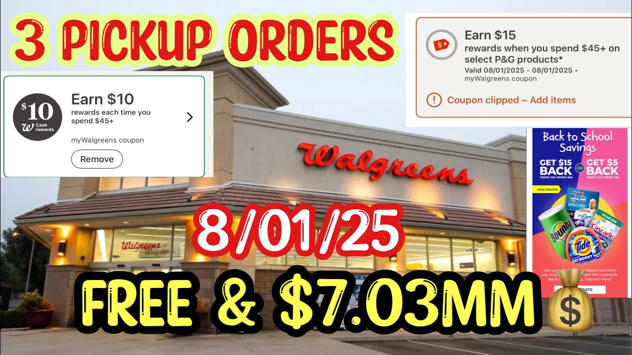 Free & $10.03 MM🔥🏃‍♂️🏃🏻|| 3 Pickup orders || Walgreens Haul || 8/01 ...