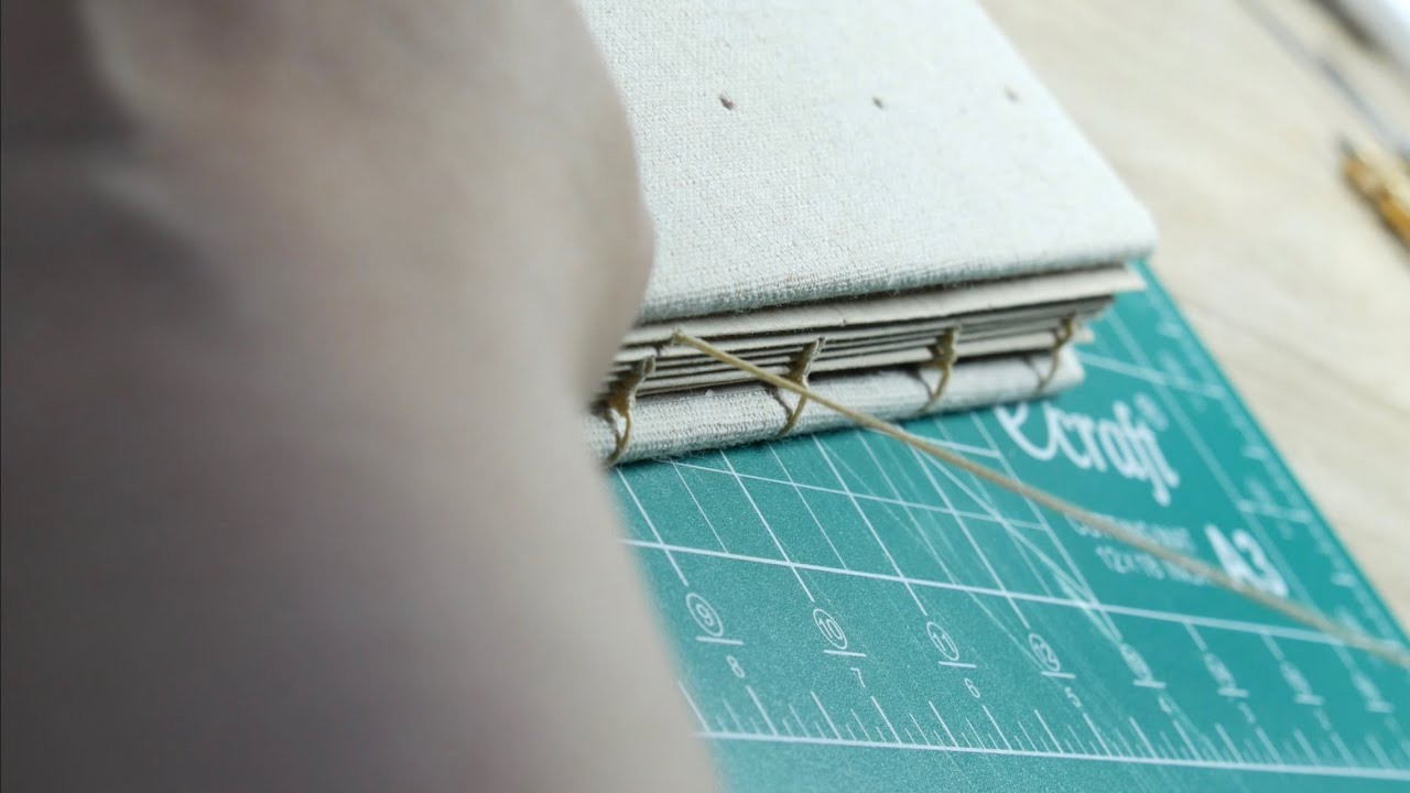 COPTIC STITCH TUTORIAL: Bookbinding with Embroidery Hardcover: DIY Sketchbook ASMR - YouTube