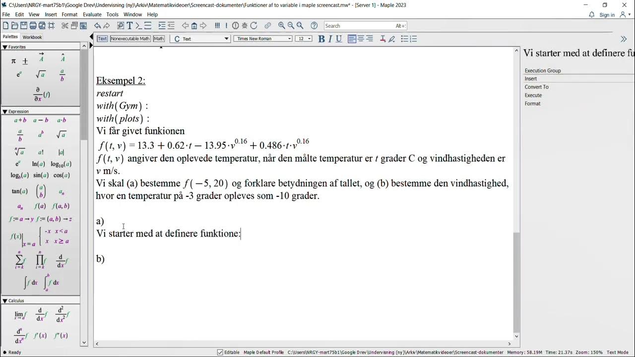 Funktioner af to variable i Maple - eksempler - YouTube