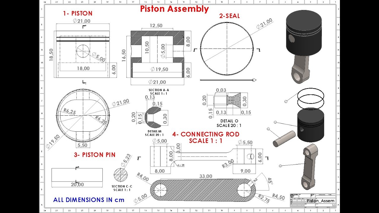 SolidWorks Tutorial Exercise 4: Modeling and Assembling a Piston with Seal, Pin, and Connecting ...